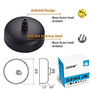 JOOM Retractable Clothesline Stainless Steel Heavy Duty 9Feet(MAX) for Hanging Drying in Bathroom Laundry Hotels, Chrome Finish,Round Style (Round B, Black)
