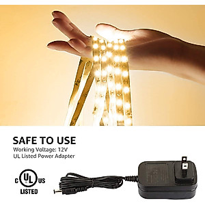 Lepro LED Strip Light White, 16.4Ft Dimmable Vanity Lights, 3000K Super Bright LED Tape Lights, 300 LEDs SMD 2835, Strong 3M Adhesive, Suitable for Home, Kitchen, Under Cabinet, Bedroom, Warm White