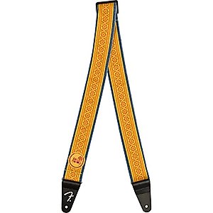 Fender George Harrison Dark Horse Floral Guitar Strap, 2in,Orange