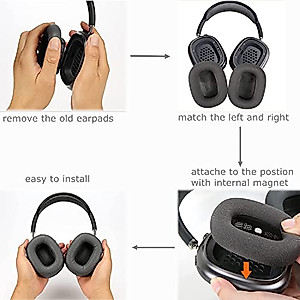 Ear Cushions for appple AirPods Max Replacement Leather earpads Sweat Proof Ear Cups Cushion Replace for airpod max Headphone with Protein Leather Memory Foam and Magnet (Space Gray)