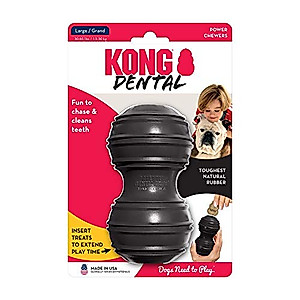 KONG - Extreme Dental - Durable Natural Rubber Dog Bone for Power Chewers, Black - for Large Dogs