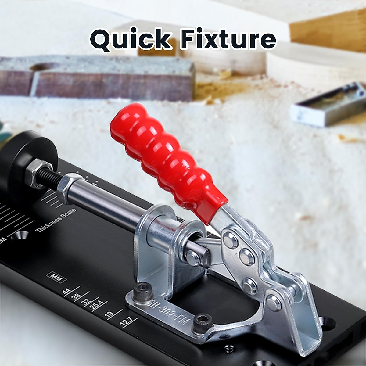 ENJOYWOOD Pocket Hole Jig System with Side Support Adjustable Drill Guide with 2 Drill Bits for Woodworking Aluminum Dowel Jig XK4S PRO