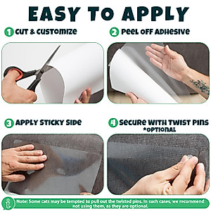 FixZilla Anti Cat Scratch Furniture Protector, 10-Pack Couch Protector from Cat Claws – Heavy-Duty, Easy-to-Apply Scratching Deterrent and Shield for Sofa Corners, Walls, Doors- with 50 Twist Pins