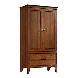 Sauder Carson Forge Armoire, Washington Cherry Finish & Shoal Creek Dresser, Oiled Oak Finish