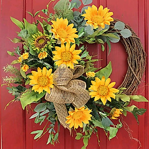 HUAESIN 21 Heads Sunflowers Artificial Flowers Long Stem Fake Sunflowers Silk Sunflower Bouquet for Home Wedding Wreath Party Table Centerpieces Decor