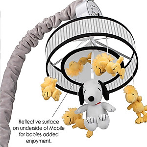 Lambs & Ivy Classic Snoopy Musical Baby Crib Mobile Soother Toy - Black/Yellow
