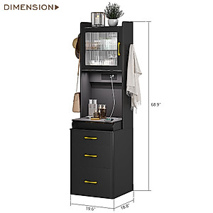 JDPAG 3-in-1 Vanity Desk with Mirror and Lights, Makeup Vanity Table with Cushioned Stool, Compact Dressing Table Writing Desk for Small Spaces, Vanity Set for Bedroom