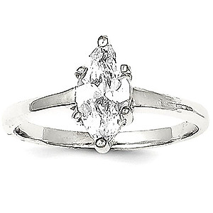 925 Sterling Silver Solitaire Marquise Cubic Zirconia CZ Engagement Ring Size 6