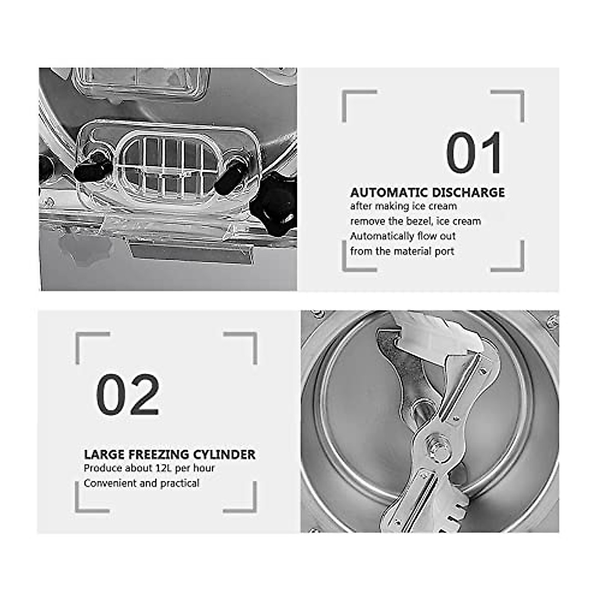 MNSSRN Commercial Ice Cream Machine, Hard Ice Cream Machine Cone Machine Ice Cream Machine, Commercial Fully Automatic Desktop Ice Cream Machine