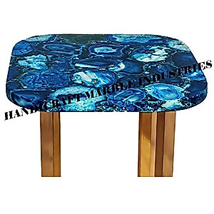 24" Inch Agate Square Table, Natural Agate Table, Square Coffee Table, Blue Agate Table, Square Agate Stone Table