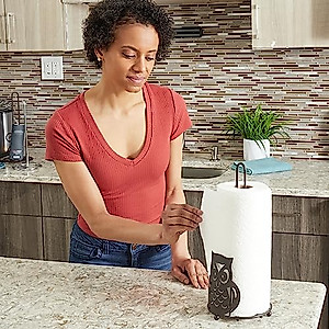 Home Basics Heavy Duty Steel Owl Napkin Holder Dispensing Organizer Stand, Kitchen Countertop, Free-Standing, Bronze (1)