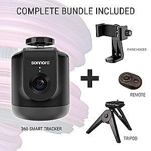 Sonnoro Face Tracking Auto Tracking AI (Artificial Intelligence) Powered Tripod Bundle Tripod 360 Degree Auto Tracking Holder Webcam Face Body Motion Tracking Stand iPhone DSLR Action Camera GoPro