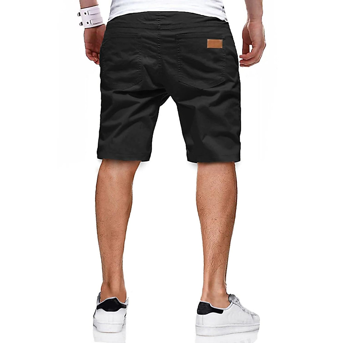 JMIERR Mens Athletic Shorts Casual Cotton Drawstring Summer Beach Twill Chino Dress Golf Workout Gym Running Basketball Shorts, XL, S Black