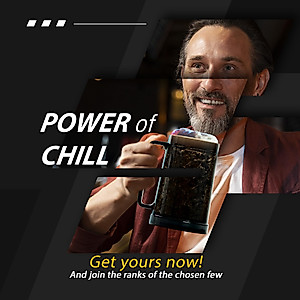 Granatan Black Beer Mugs with Gel Freezer 16 oz, Double Walled Beer Mugs with Handles Set Of 4