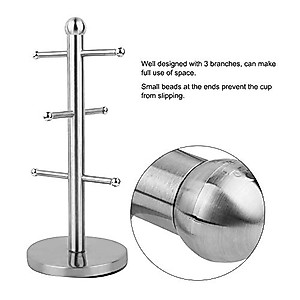 Uxsiya Tea Cup Rack Stainless Steel Rack Tree Shape Mug Storage Holder Vertical Organizer