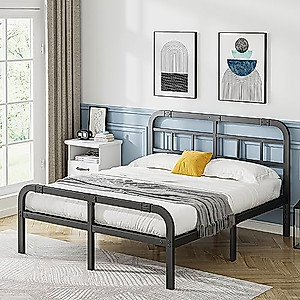 Artimorany Full Bed Frame with Headboard and Footboard, 14 Inch High, 3500 Pounds Heavy Duty Metal Slats Support for Mattress, No Box Spring Needed, Noise-Free, Black