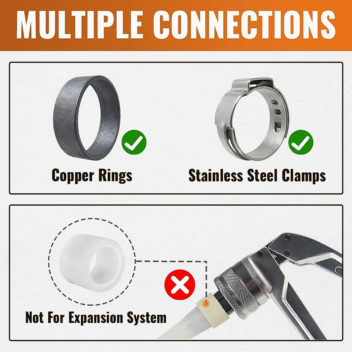 SUNGATOR 5-Pack 3/4" Pex Tee, No Lead Brass 3/4" Inch Pex T Fittings