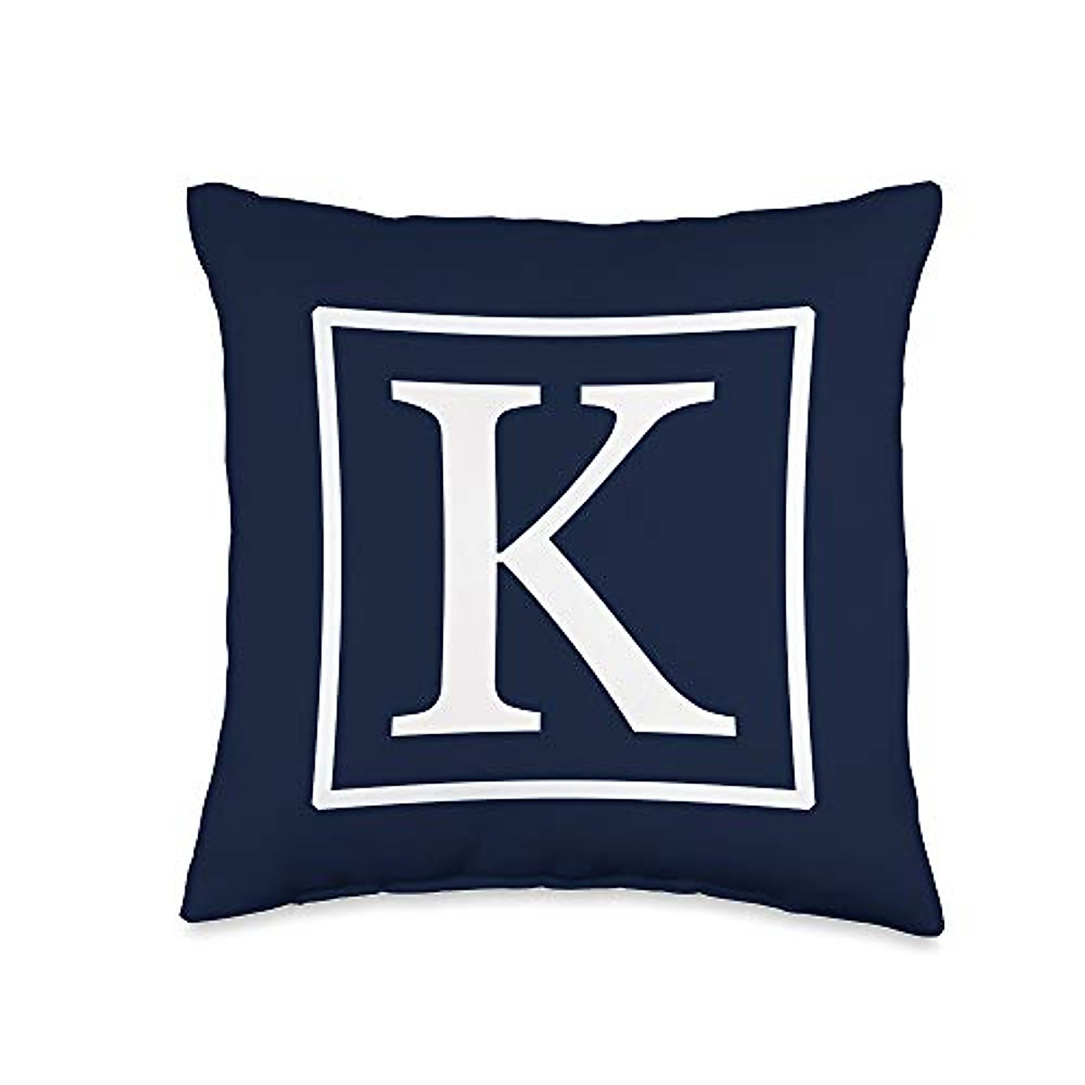 Monogram Gifts by designsanddesigns White English Alphabet Letter K Monogram Initial Navy Blue Throw Pillow, 16x16, Multicolor