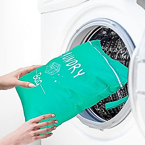 2 Pcs Large Travel Laundry Bag Waterproof Wet Dry Bag Washable Dirty Clothes Drawstring Bag Bathing Suit Workout Bag for Gym Clothes Laundry Wet Clothes Swimming Yoga, Green Grey