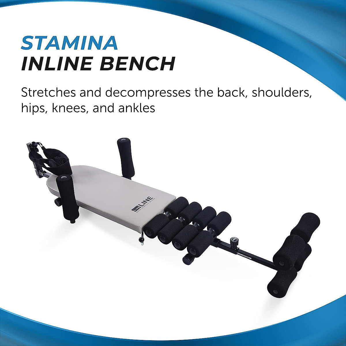 Stamina Inline Back Stretch Bench with Cervical Traction - Back Decompression, Neck Stretcher for Tension Relief - Up to 250 lbs Weight Capacity