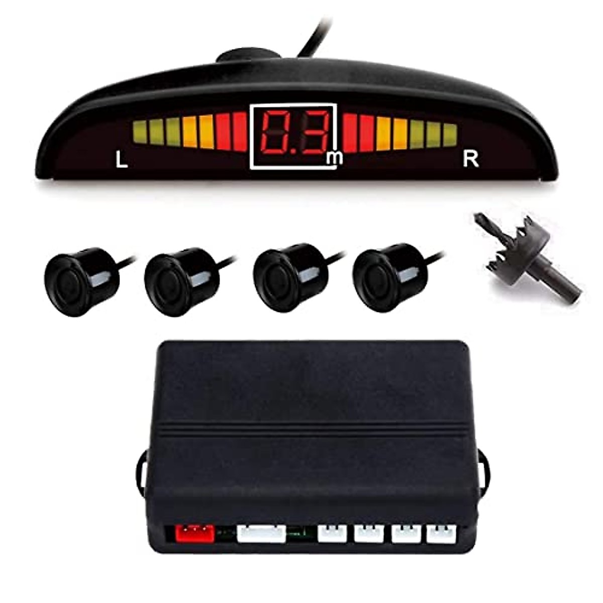 VaygWay Wireless Car Parking Sensor – 1 Parking Sensors with LED Display – Car Reverse Backup Radar System
