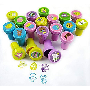 TINYMILLS 50 Pcs Easter Assorted Stampers for Kids Easter Egg Fillers Easter Basket Stuffers Classroom Rewards Church Easter Egg Hunt VBS Sunday School Rewards