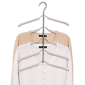 Multi-Layer Clothes Hangers Blouse Tree Hangers 3 Pack 5 in 1 Non Slip Space Saving Stainless Steel Shirt Hangers Closet Organizer（3，Grey）