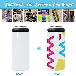 VACVOU 25 Pack16 OZ 4-in-1 Skinny Can Cooler Double Wall Stainless Steel Insulated Can Holder, Sublimation Slim Skinny White Stainless Steel Can Cooler,Sublimation Tumbler,Beer Can Cooler