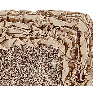 Better Trends Shaggy Border Collection is Ultra Soft, Plush and Absorbent Tufted Bath Mat Rug 100% Cotton in Vibrant Colors, 30" Round, Beige