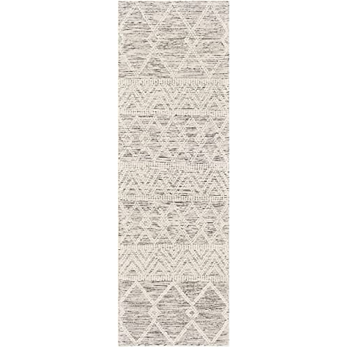 Woolk Moroccan Farmhouse Hand Woven Living Room Bedroom Nursery Wool Area Rug - Vintage Handmade Bohemian Style - Boho Diamond Southwestern Pattern - Beige, White, Brown - 6' x 9'