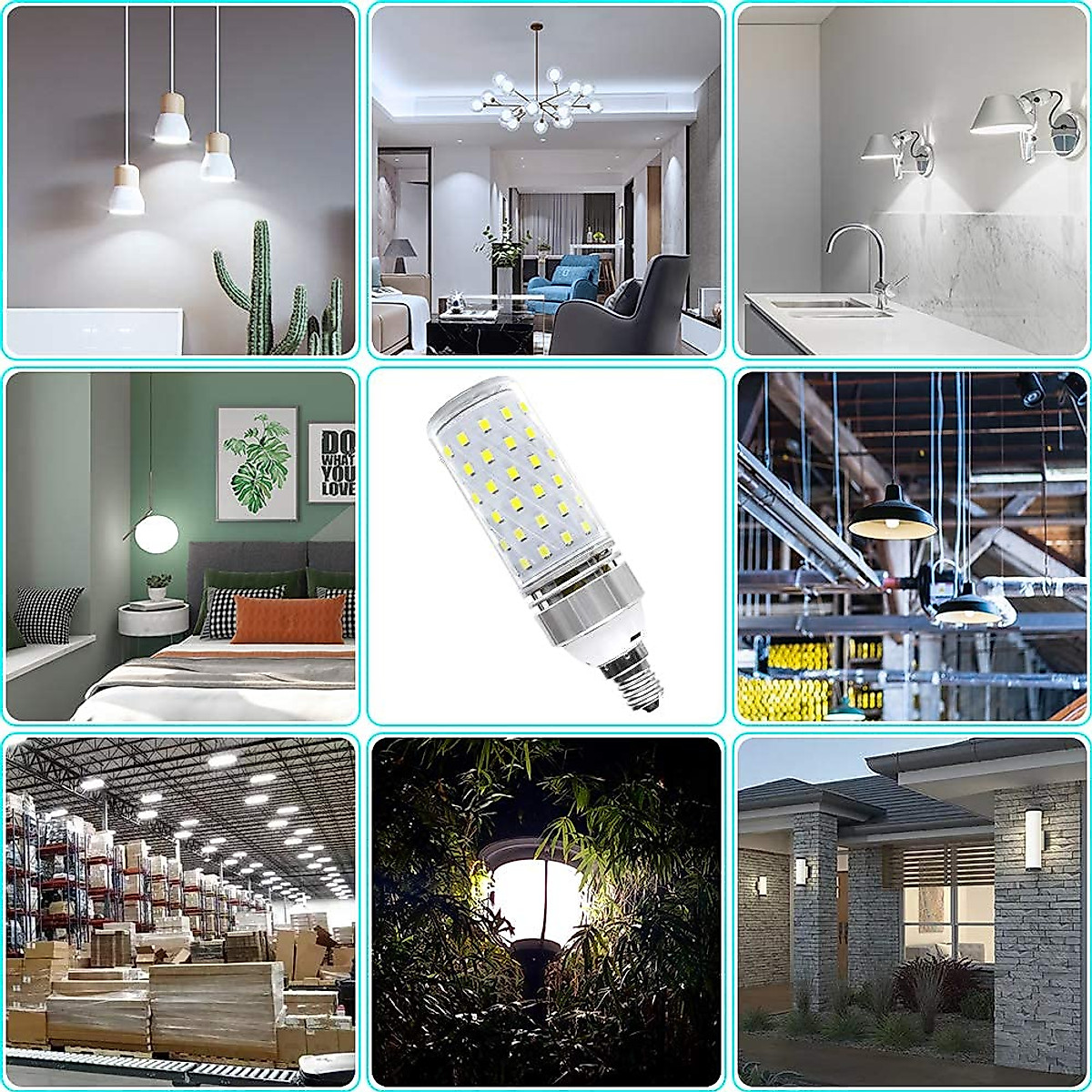 Super Bright E12 LED Corn Bulbs, 16W 1500LM Bulbs, Daylight White 6000K Lights, CRI80+, 120W Incandescent Bulb Equivalent, E12 Base Non-Dimmable LED Lamp, Pack of 8