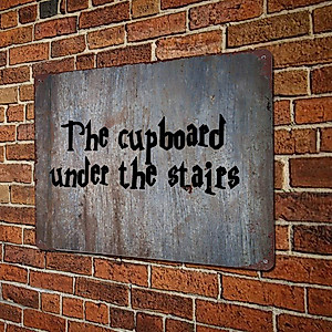 luckluccy Cupboard Under The Stairs Fairy Tale Quote Metal Sign,Retro Rustic Saying Words Bar Men Cave Garden Wall Art,Festival Party Farmhouse Aluminum Sign,Home Decor, 08otsfzuopm1, 20x30cm