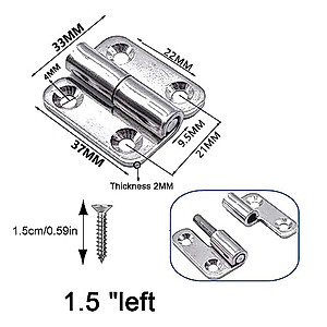 1.5Inch Lift Off Hinge, 6 Pieces Small Door Hinges Stainless Steel Folding Butt Hinges, 304 Stainless Steel Detachable Door Small Lift-Off Hinges (Left, 6PCS)