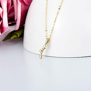 14K Solid Gold Diamond Necklace for Women, Yellow Gold"Soulmate" Diamond Pendant Necklace Fine Jewelry Gift for Her, Wife, Mom 18 inch (Adjustable Length)