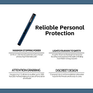 Magicutlery Blue Shock Pen Stun Gun Flashlight Tazor Self Defense for Women and Men Less Lethal Weapon Taxer Safety Mase Ungun Stun Fun Stick Selfe Defense Tayser Stungun USB Recharge, Globalfreeship