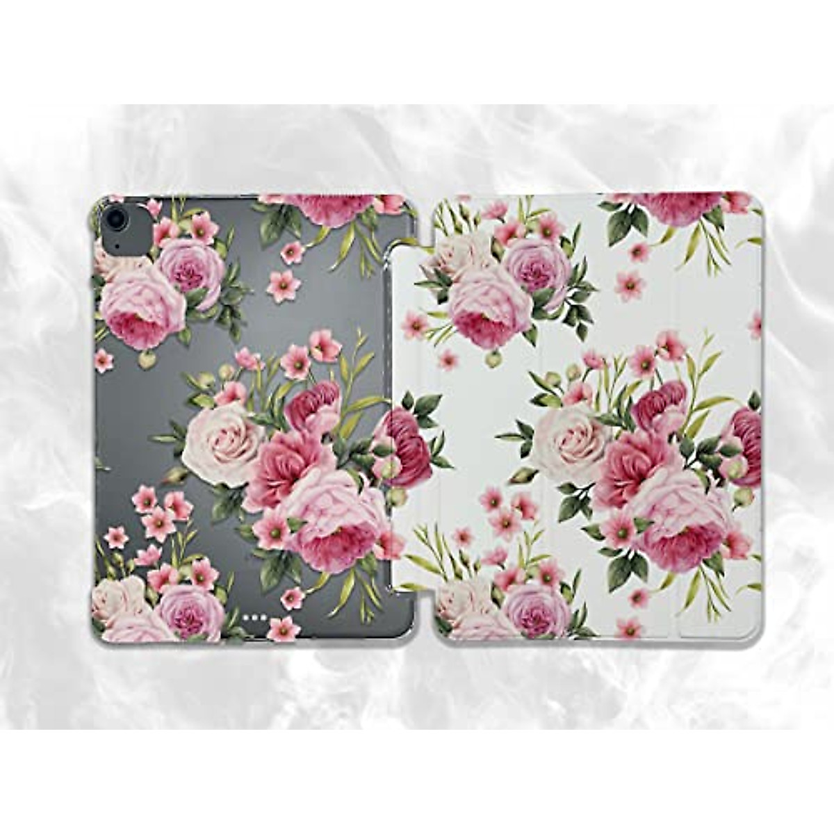 Cute Pink Roses Bouquet Flower case Compatible with iPad Mini Air Pro 7.9 8.3 9.7 10.2 10.9 11 12.9 inch Pattern Cover New 2022 2021 Trifold Stand 3 4 5 6 7 8 9 Generation 467 (10.2" 7/8/9 gen)