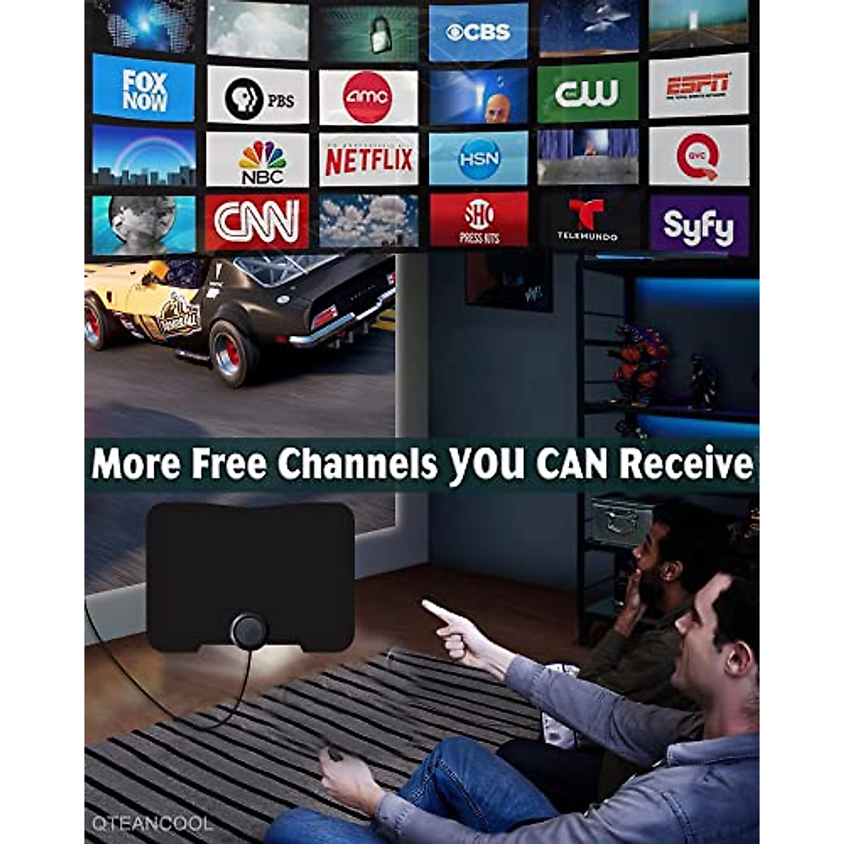 TV Antenna for Smart TV, TV Antenna Indoor 380+ Miles Long Range, Antenna TV Digital HD Indoor Support 4K 1080p UHF VHF FM, Digital Antenna for TV for Local Channels, TV Antenna Amplifier Booster