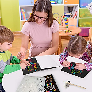 Mocoosy 3 Pack Rainbow Scratch Art Paper Notebooks, Magic Scratch Off Paper Set for Kids Arts Crafts, Black Scratch Note Doodle Pads for Drawing Christmas Gifts Birthday Game Coloring Activity