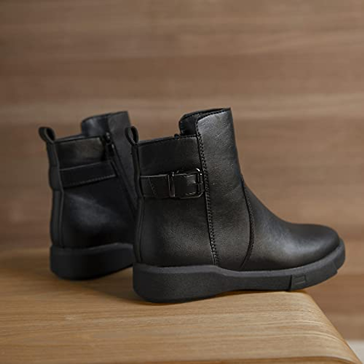 hot pink cowboy boots solid comfortable square heels buckle strap short booties round toe shoes high heel casual suede boots for women garden boot