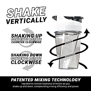 HELIMIX 1.5 Vortex Blender Shaker Bottle Holds Upto 20oz | No Blending Ball or Whisk | USA Made | Portable Pre Workout Whey Protein Drink Shaker Cup | Mixes Cocktails Smoothies Shakes | Top Rack Safe