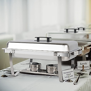 IMACONE Chafing Dish Buffet Set of 2, 8QT Stainless Steel Rectangular Chafers and Buffet Warmer Sets for Catering, with Food & Water Pan, Lid, Foldable Frame, Fuel Holder for Event Party Holiday