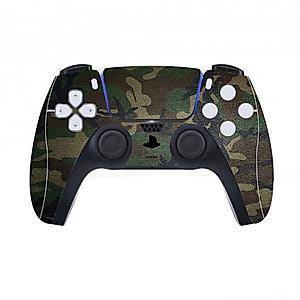 PlayVital Army Green Camouflage Full Set Skin Decal for ps5 Console Disc Edition, Sticker Vinyl Decal Cover for ps5 Controller & Charging Station & Headset & Media Remote