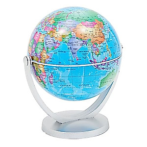 Juvale Spinning World Globe with Stand for Kids Learning, Classroom Desk, Students, Geography (4 in)