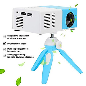 SALUTUY J9 Mini Portable Projector, Home Movie Projector USB, 4k Decoding, Remote Control, Bluetooth Supports Wireless Simultaneous Screen for Home Cinema & Outdoor Movie(White Blue)