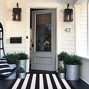 Black Stripe Outdoor Runner Rug Cotton Woven Floor Throw Carpet Mat Washable Front Door Entryway Doormat for Layered Door Mats Porch Farmhouse Entryway-35.4" x59