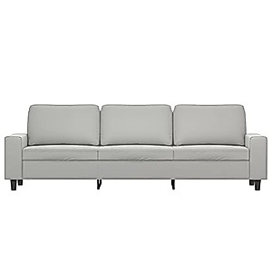 vidaXL 3-Seater Sofa Light Gray 82.7" Microfiber Fabric