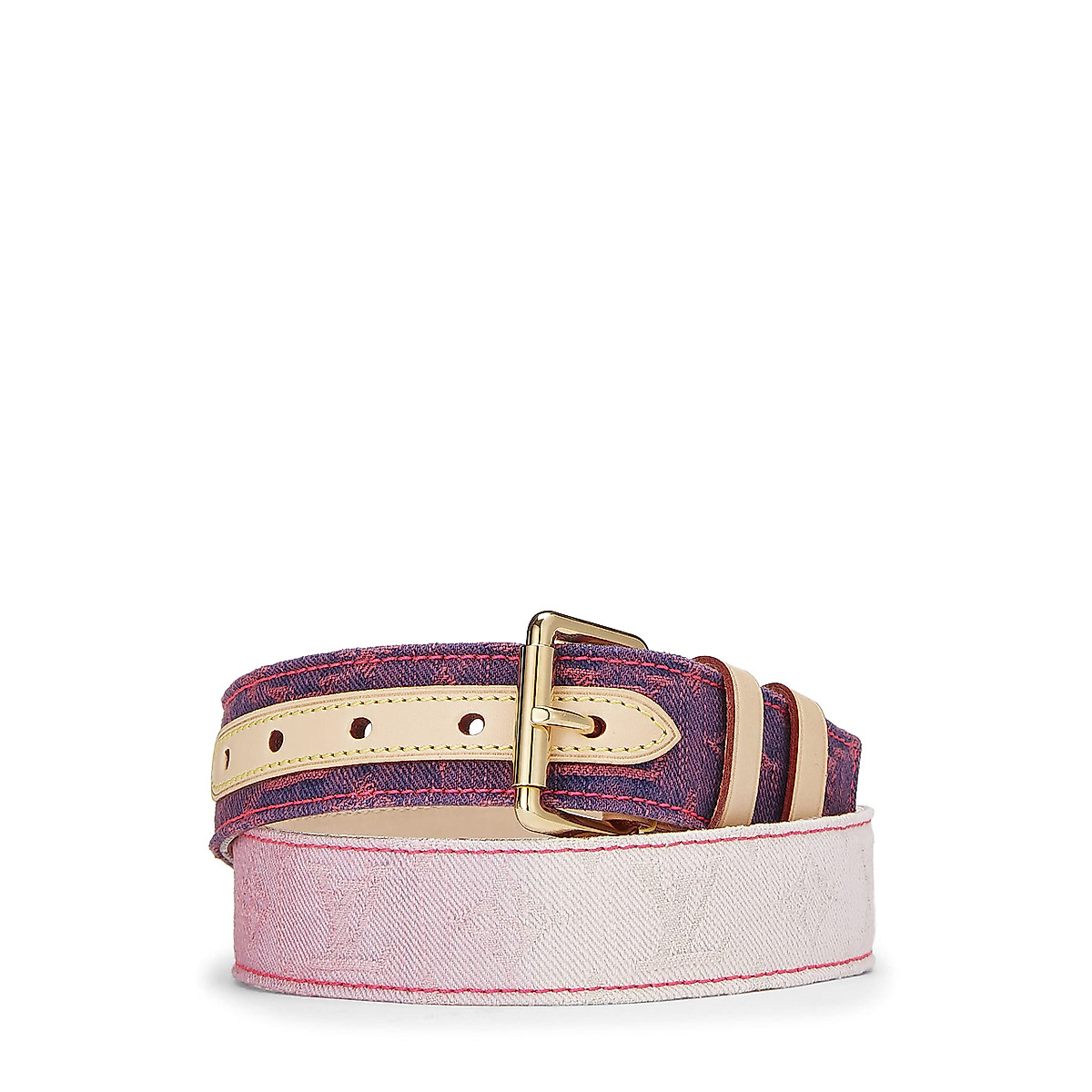 Louis Vuitton, Pre-Loved Pink Ombré Monogram Denim Sunshine Belt 80, Pink