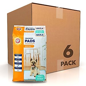 Arm & Hammer for Dogs Puppy Training Pads with Attractant | New & Improved Super Absorbent, Leak-Proof, Odor Control Quilted Puppy Pads with Baking Soda| 50 Count - 6 Pack Wee Wee Pads,White