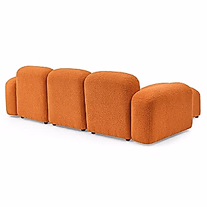 Melpomene Convertible Modular Sectional Sofa,Modern Minimalist 94.5" DIY L Shaped Reversible Sherpa Fabric Sofa Couch for Living Room,Apartment,Office(Orange)