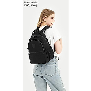KAIERWOKE Small Nylon Backpack Casual Daypack Backpacks for Women (BLACK)